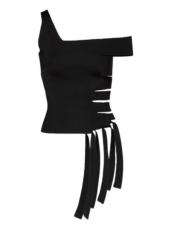MUGLER Asymmetric Cut-out Top - Black