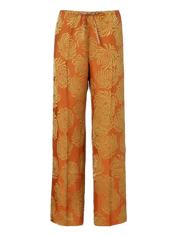 Dries Van Noten Printed Wide-leg Pants - Orange