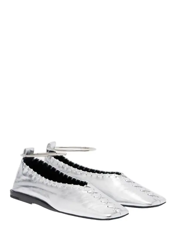JIL SANDER Leather Ballet Flats - Silver