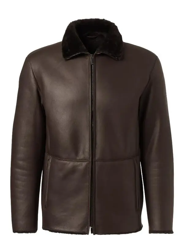 Giorgio Armani Shearling-lined Leather Jacket - Brown
