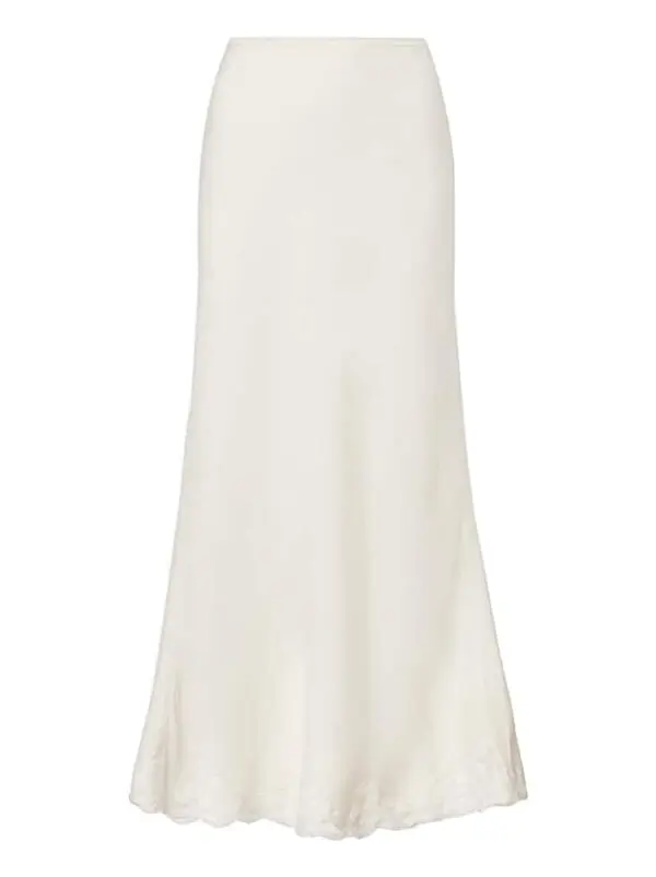 Rixo Crystal Lace-trimmed Cotton Maxi Skirt - White