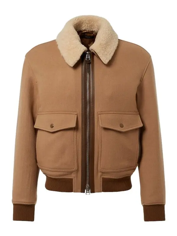 TOM FORD Shearling-trimmed Virgin Wool Blouson - Neutrals