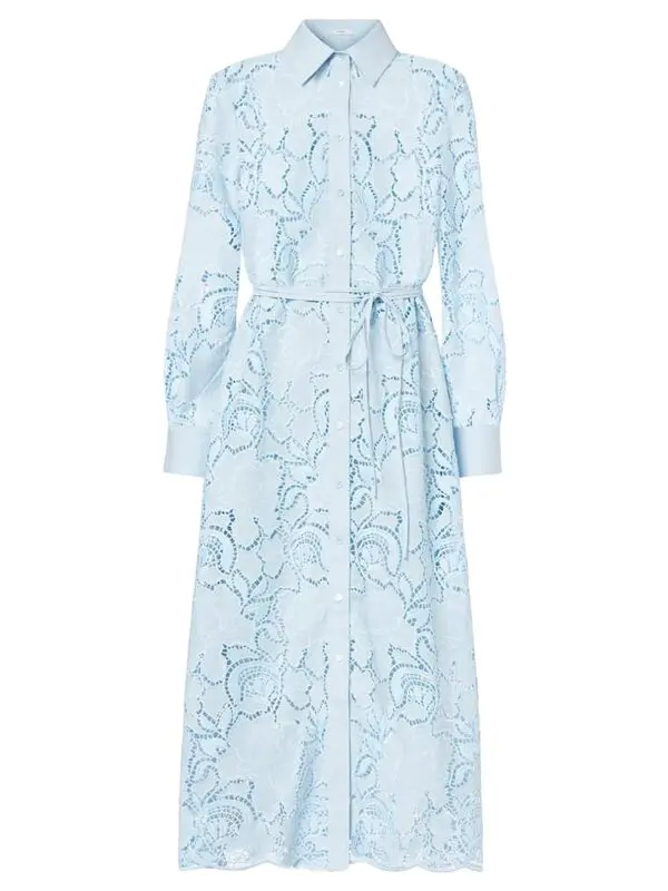Erdem Laser-cut Cotton Shirt Dress - Blue