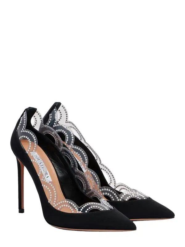 AQUAZZURA Je T'aime 105 Embellished Pumps - Black
