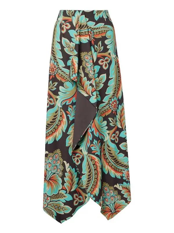 Etro Floral Asymmetric Wrap Skirt - Multicoloured