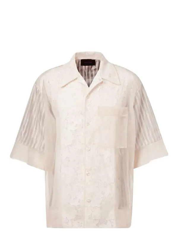 Simone Rocha Patchwork Lace Bowling Shirt - White