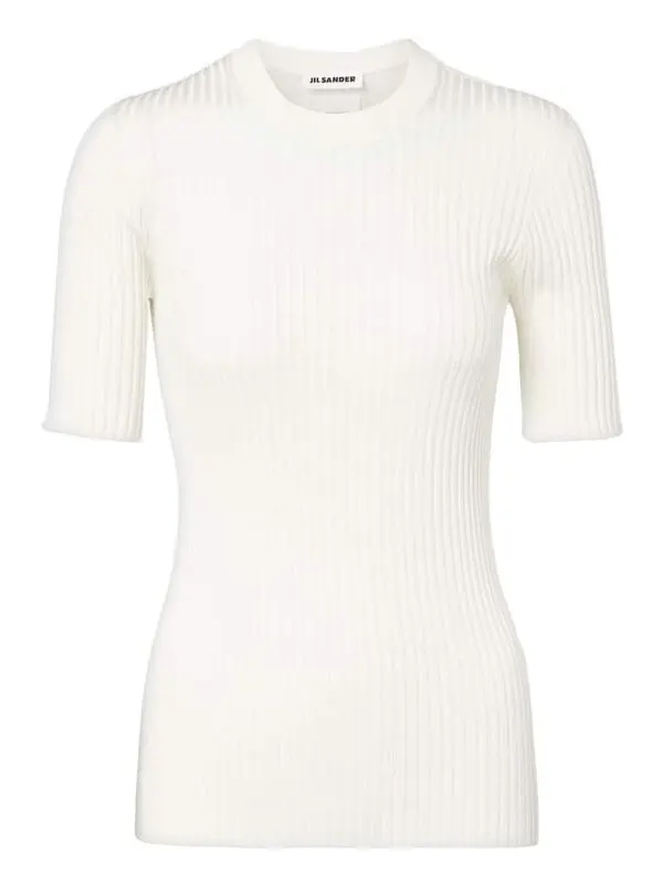 JIL SANDER Ribbed-knit Silk Sweater - White