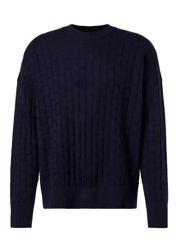 Plan C Ribbed-knit Wool Sweater - Blue