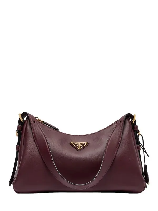 Prada Aimée Medium Leather Shoulder Bag - Burgundy