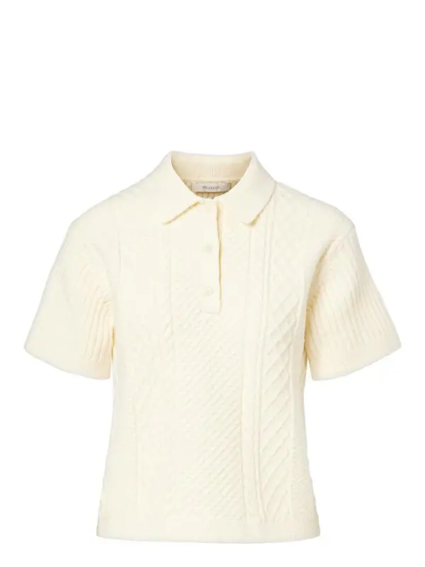 JW Anderson Cable-knit Wool And Cotton-blend Polo Shirt - Beige