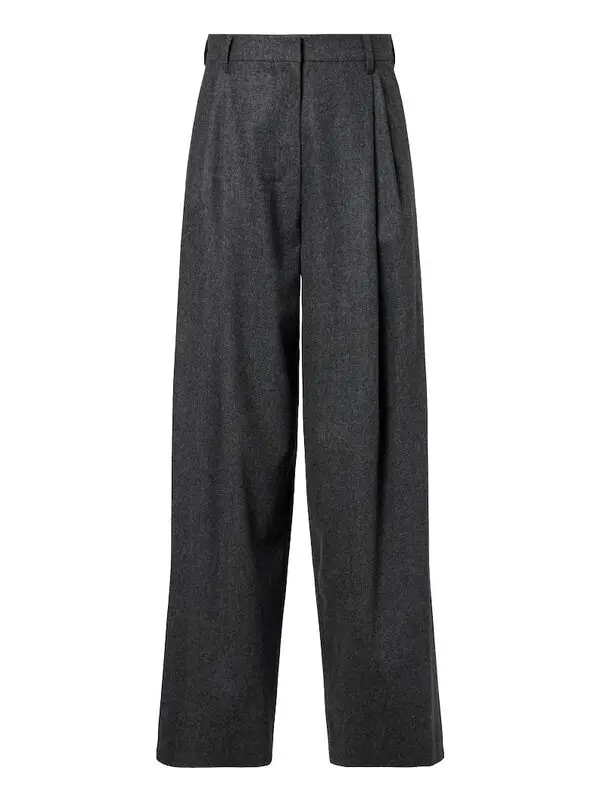 Max Mara High-rise Straight Wool Pants - Grey