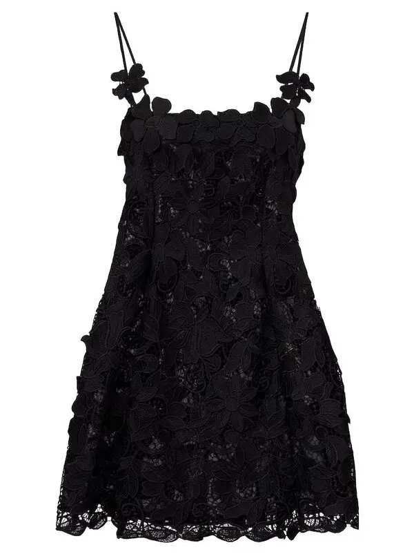 Blumarine Floral Lace Mini Dress - Black