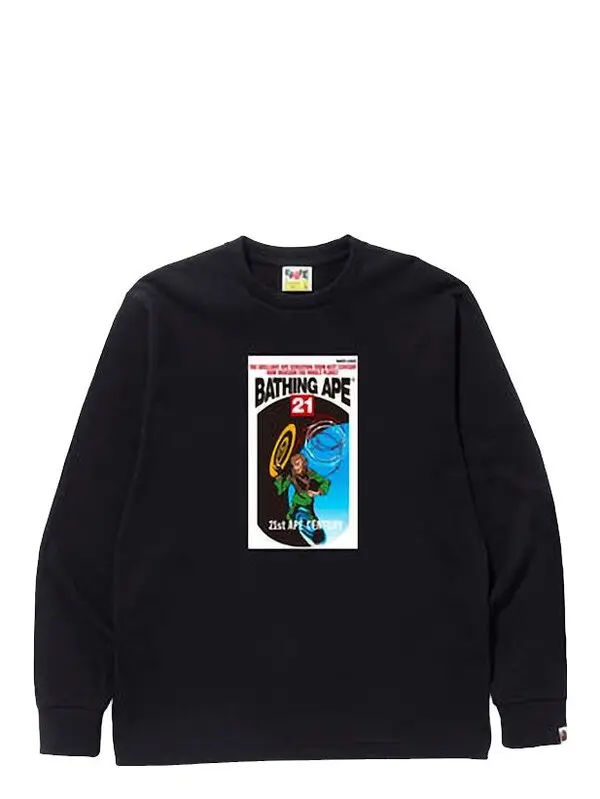A BATHING APE Bathing Ape Graphic Long Sleeve Tee Shirt - Black