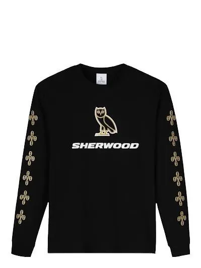 OVO X Sherwood Hockey Pom Pom Longsleeve T-shirt - Black/gold