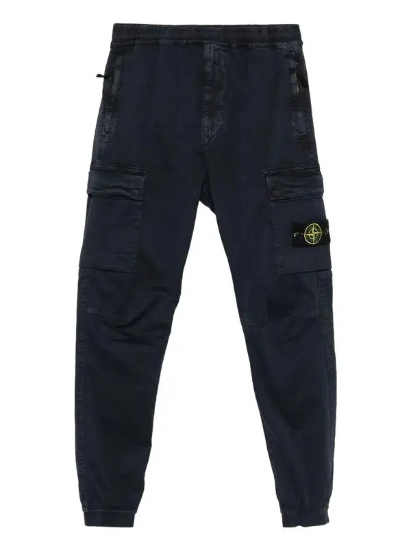 Stone Island Logo Cotton Cargo Trousers - Blue