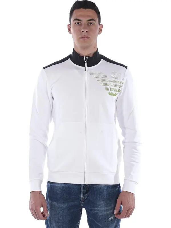 Emporio Armani Long Sleeve Full Zip Hoodie - White