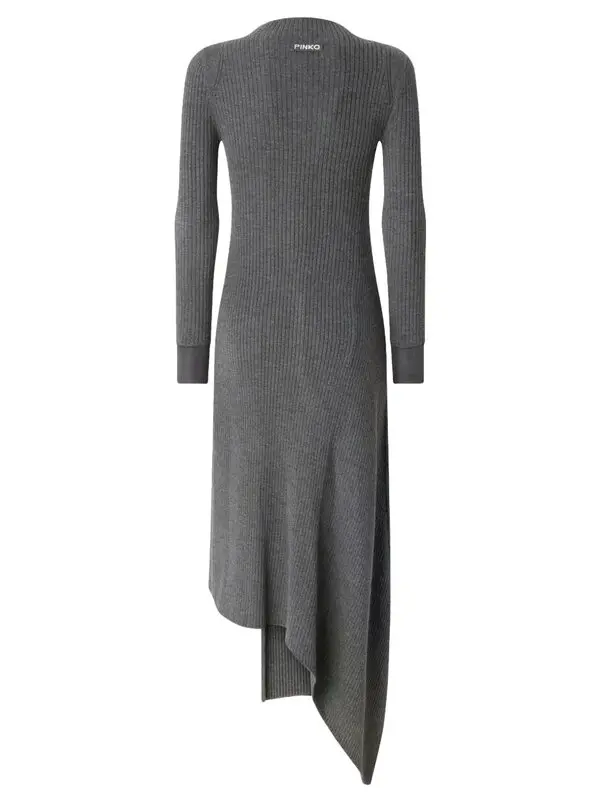 Pinko Ribbed Asymmetric Mock-neck Dress - Grey