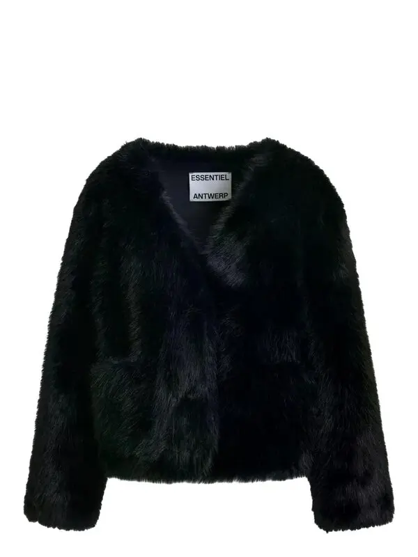 Essentiel Antwerp Faux-fur Button Jacket - Black