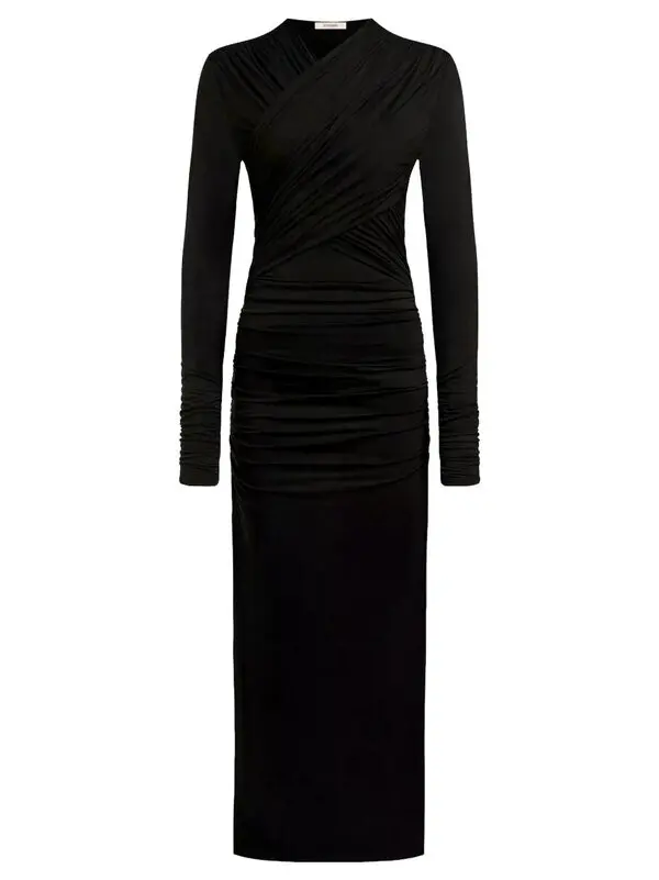 12 STOREEZ Draped Cowl-neck Midi Dress - Black