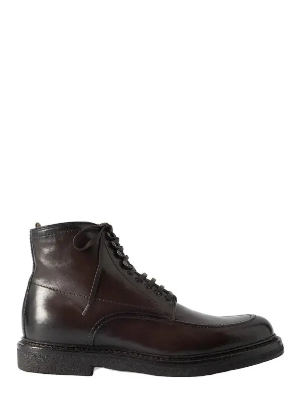 Officine Creative Aston 004 Airbrushed Leather Boots - Brown