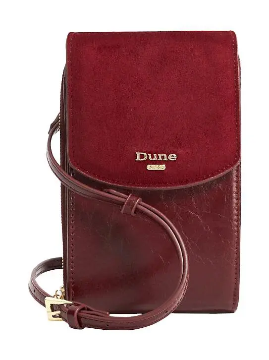 DUNE Sunrise Micro Faux-leather Phone Cross-body Bag - Burgundy/plain/ Syntheti