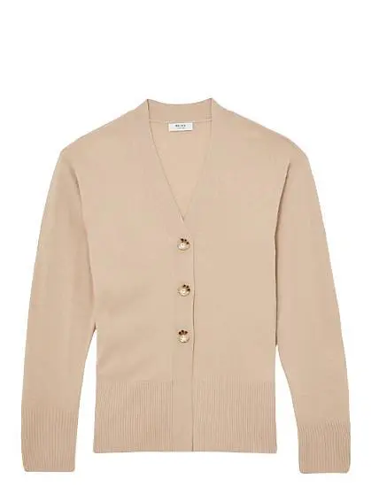 REISS V-neck Wool-blend Cardigan - Neutral