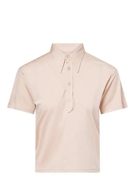MAISON MARGIELA Short-sleeve Logo-embroidered Stretch-woven Polo Shirt - Light Rose