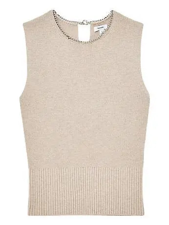 REISS Necklace-trim Sleeveless Knitted Top - Neutral