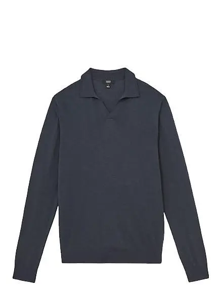 REISS Milburn Open-neck Merino-wool Jumper - Midnight Navy
