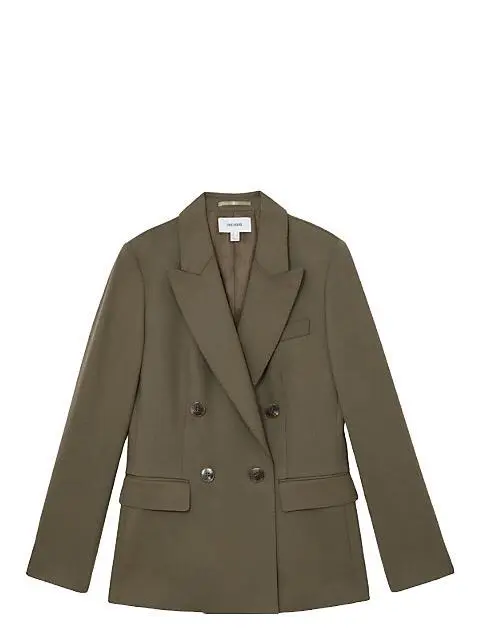 REISS Solene Peak-lapel Double-breasted Stretch Wool-blend Blazer - Green