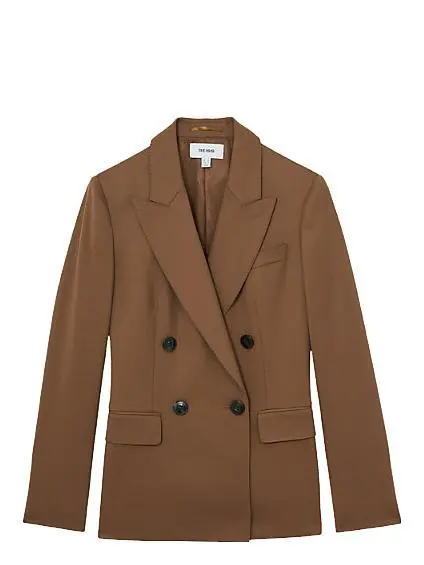 REISS Solene Peak-lapel Double-breasted Blazer - Tan