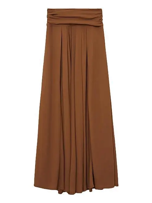REISS Ruched-waist Pleated Maxi Skirt - Tan Brown