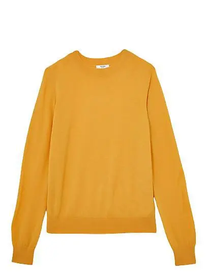 REISS Hester Round-neck Wool Jumper - Yellow