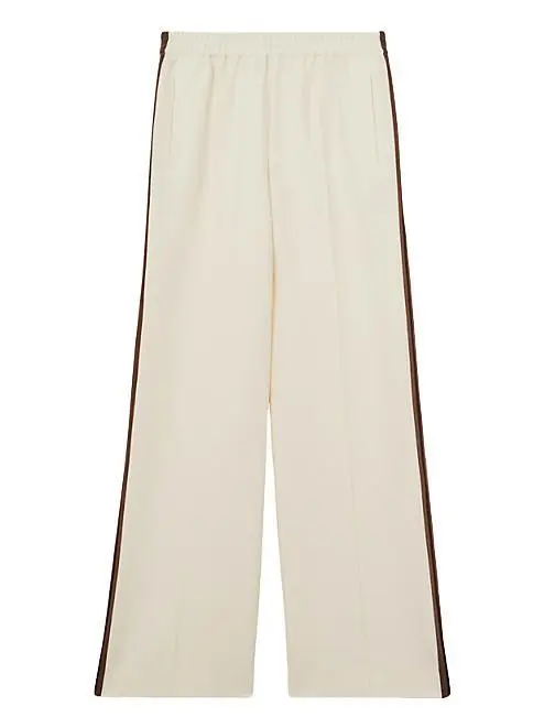 REISS Side-stripe Wide-leg Trousers - Cream