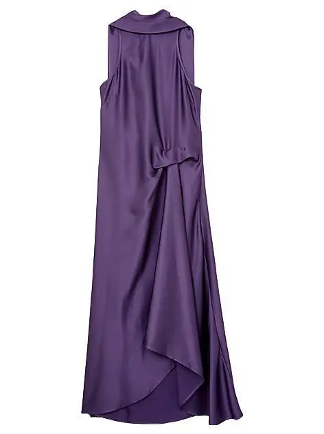 REISS Cowl-neck Satin Midi Dress - Purple