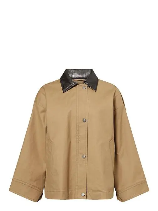 Max Mara Contrast-collar Cotton Blend Jacket - Desert