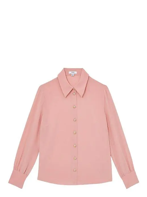 REISS Gianna Regular-fit Silk Shirt - Pink