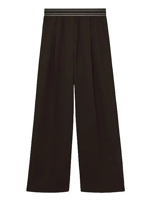 REISS Wide-leg Stretch-woven Trousers - Chocolate Brown