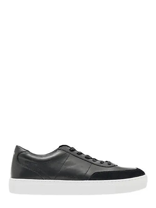 REISS Finton Leather Trainers - Black