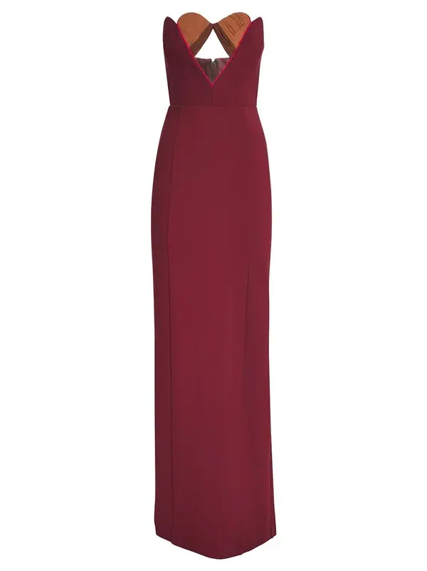 NENSI DOJAKA Heart Cup Column Maxi Dress - Burgundy