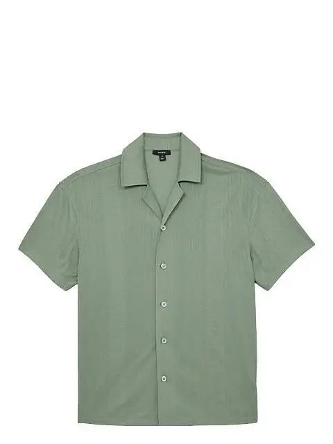REISS Ando Cuban-collar Jacquard Stretch-woven Shirt - Mint Green