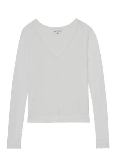 REISS Woven V-neck Top - White