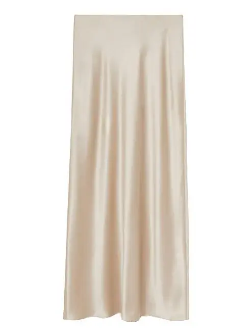 REISS High-rise Silk Maxi Skirt - Champagne Neutral