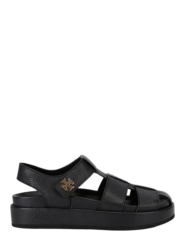 Tory Burch Leather Kira Fisherman Sandals - Black