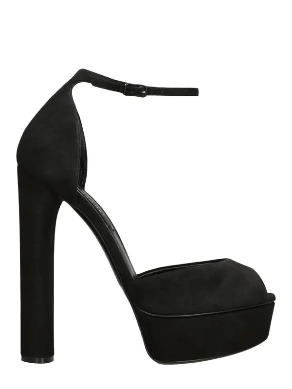 Casadei Flora Suede Platform Heels - Black