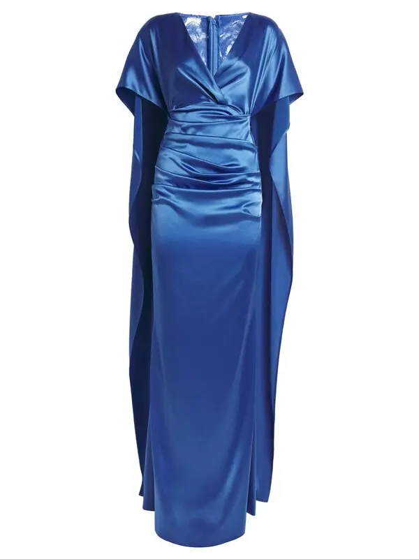Talbot Runhof V-neck Draped Maxi Dress - Blue