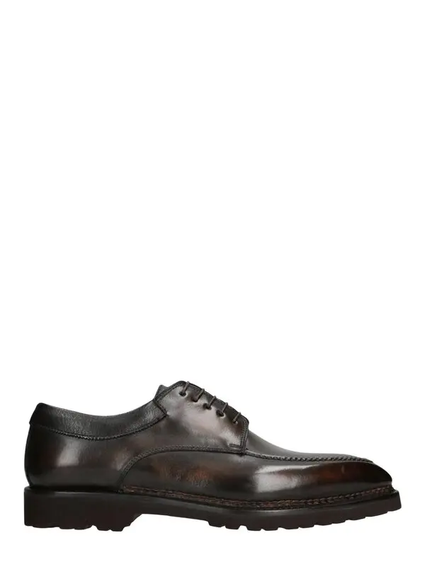 Bontoni Leather Eroico Derby Shoes - Brown