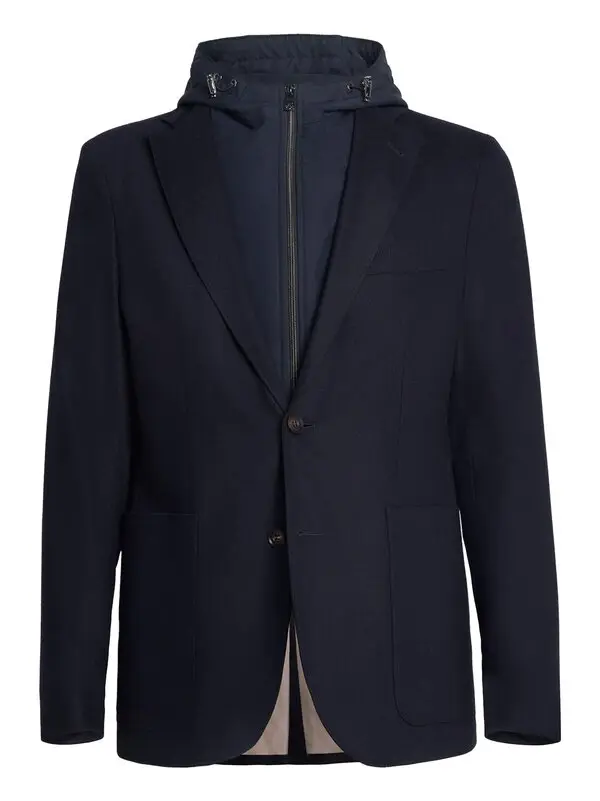 Corneliani Hooded Wool-blend Blazer - Navy