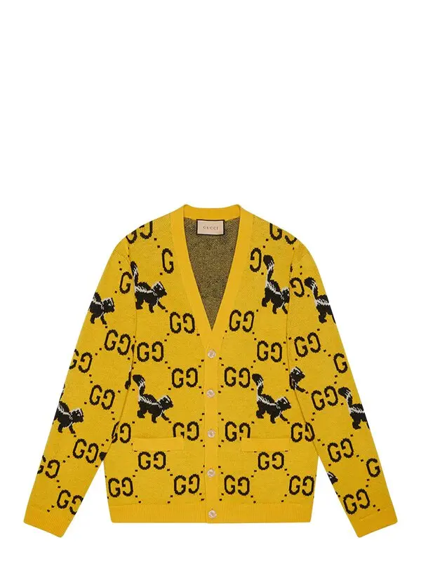 Gucci Gg And Skunk Cardigan - Yellow
