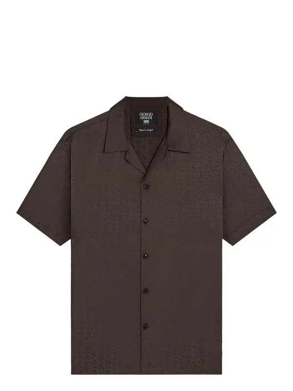 Kith X Giorgio Armani Monogram Short Sleeve Thompson Camp Collar Shirt - Brown